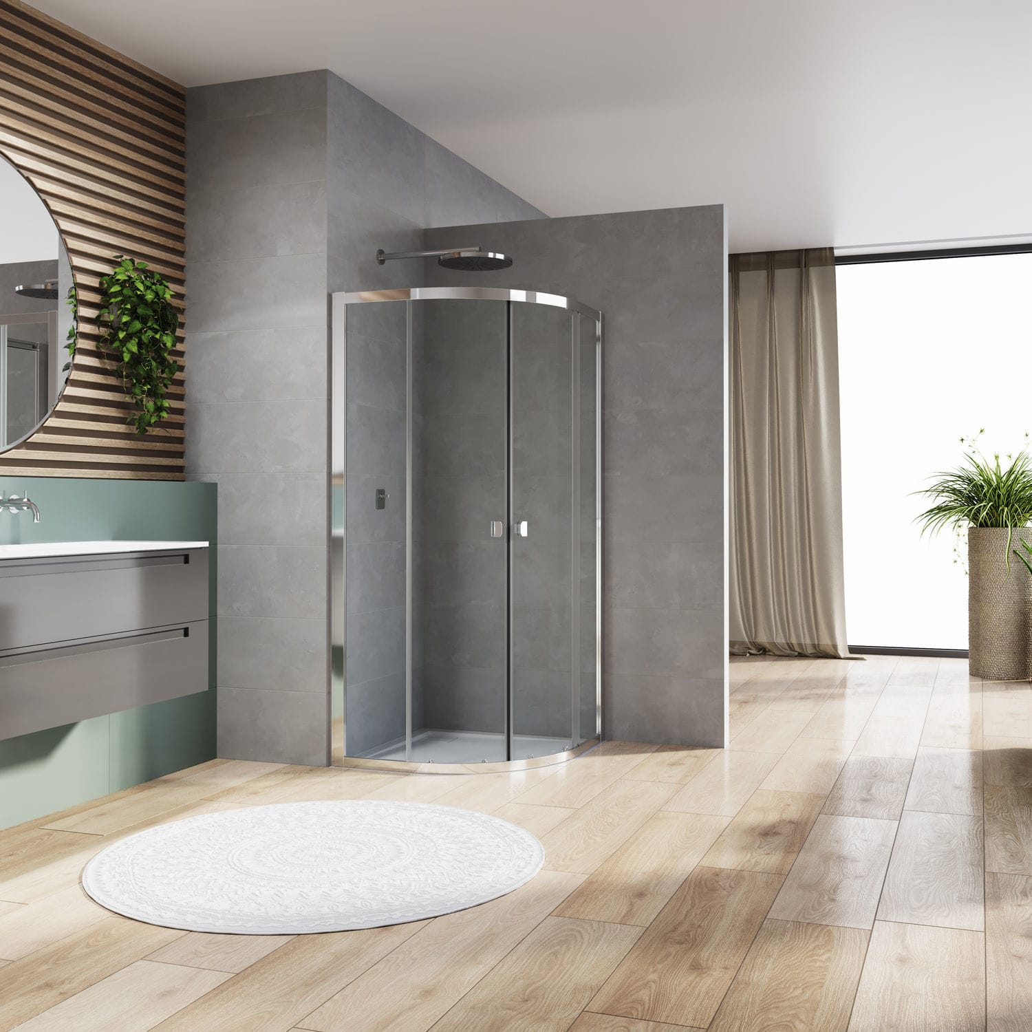 Sliding shower screen - ARELIA D20SR - Ronal - curved / corner ...