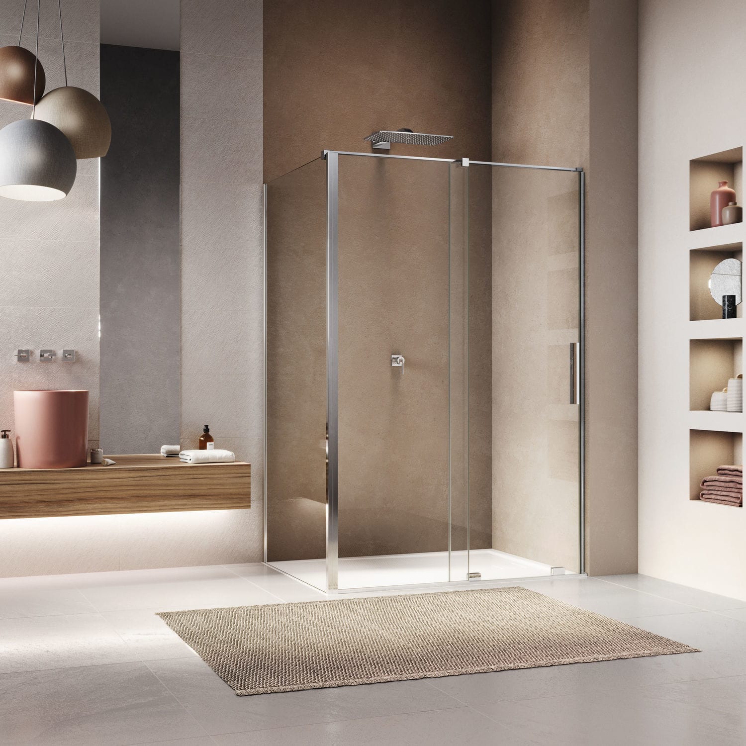 Fixed shower screen - AMALIA D35S2+D35F3 - Ronal - sliding / reversible ...