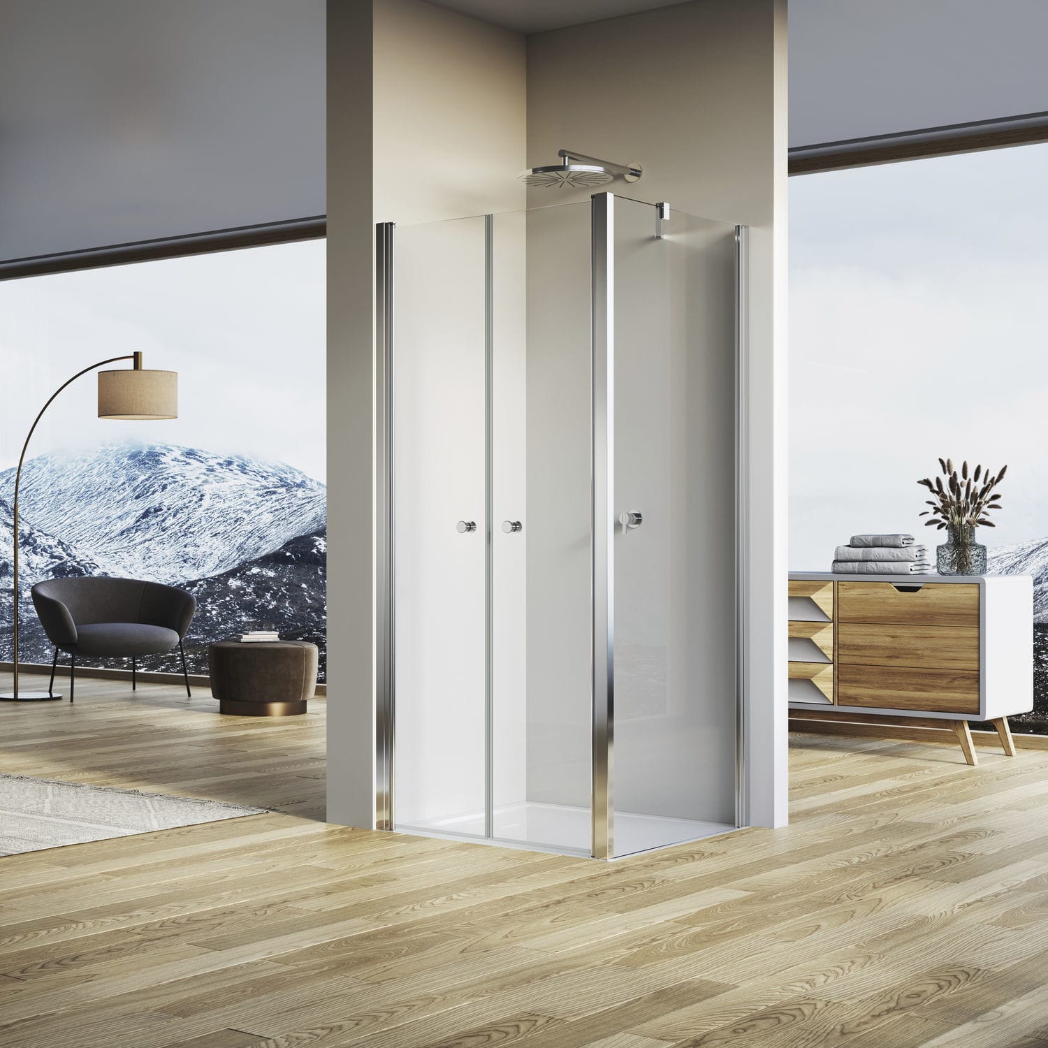 Swing shower screen - SOLINO : SOL2 + SOLT2 - Ronal - fixed / corner ...