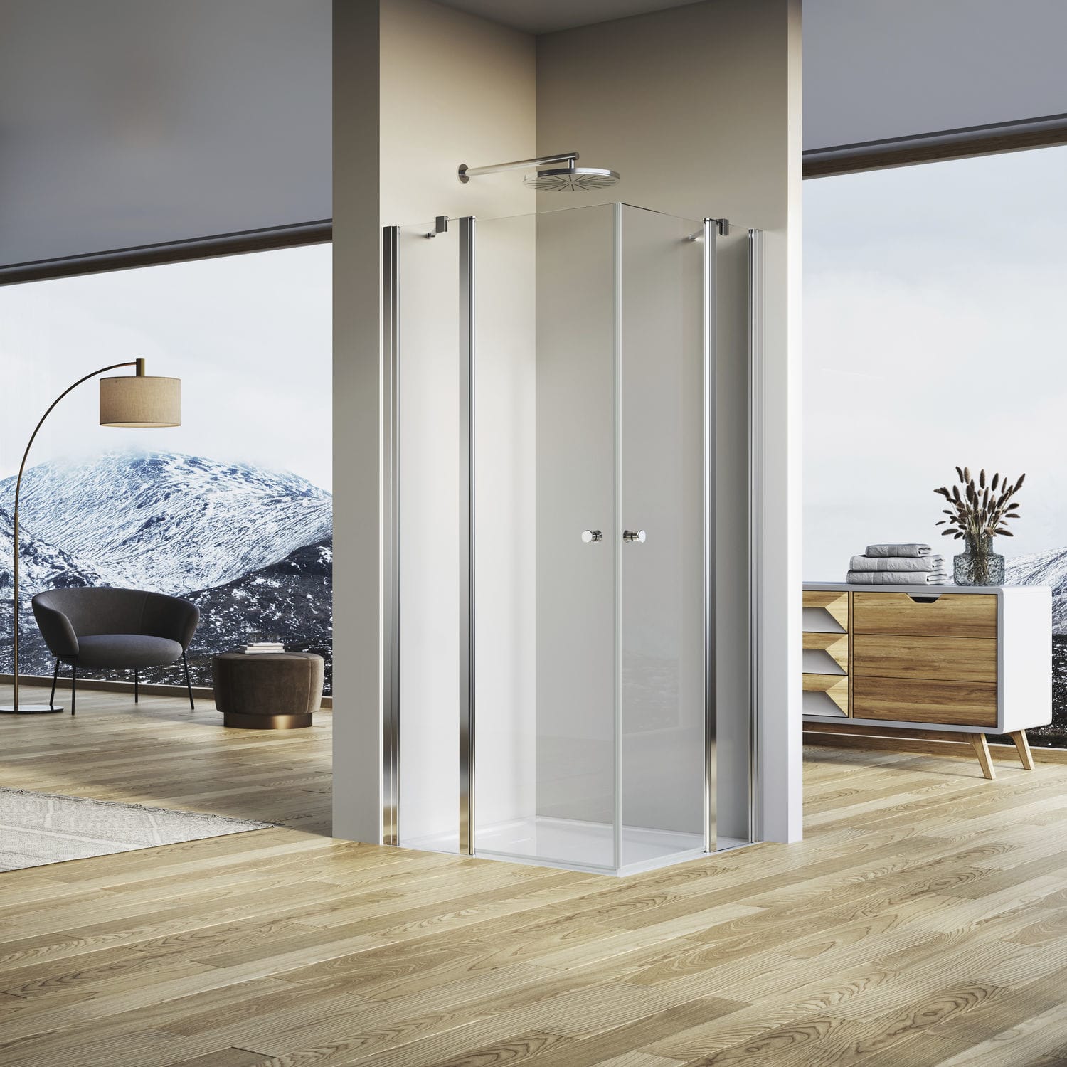 Swing shower screen - SOLINO : SOL13 G+D - Ronal - corner / Securit ...