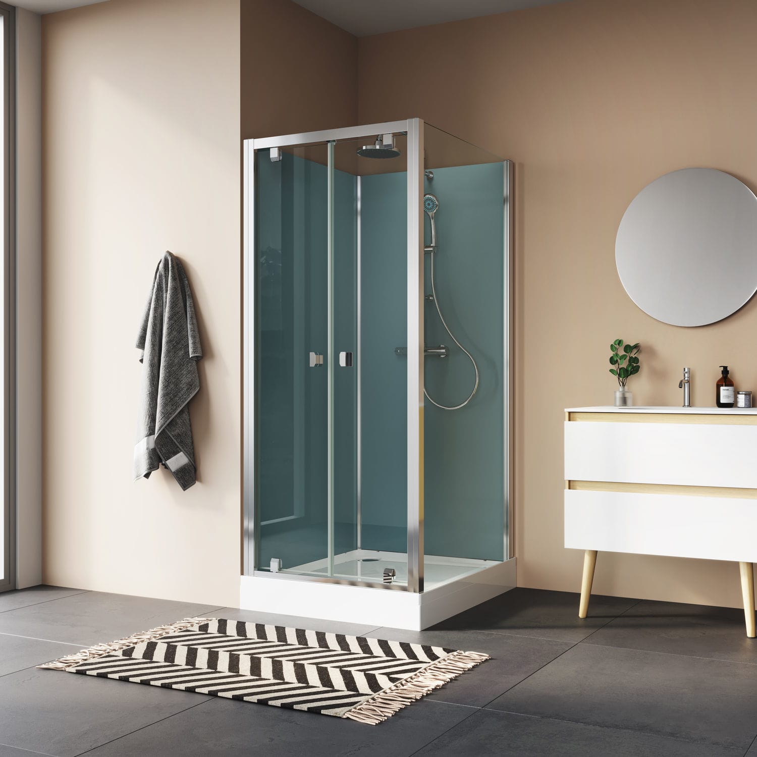 Swing shower screen - MODUL'R ARELIA 1200 - Ronal - square / on shower ...