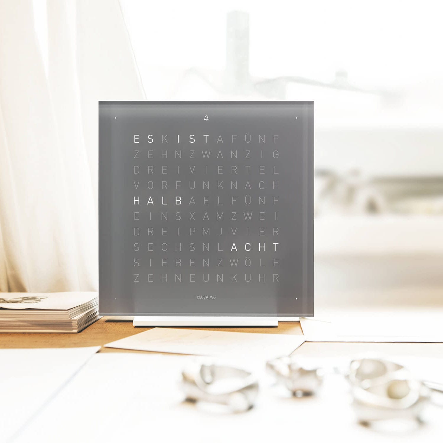 Contemporary clock - EARLY TEA - qlocktwo - table / LCD digital display ...