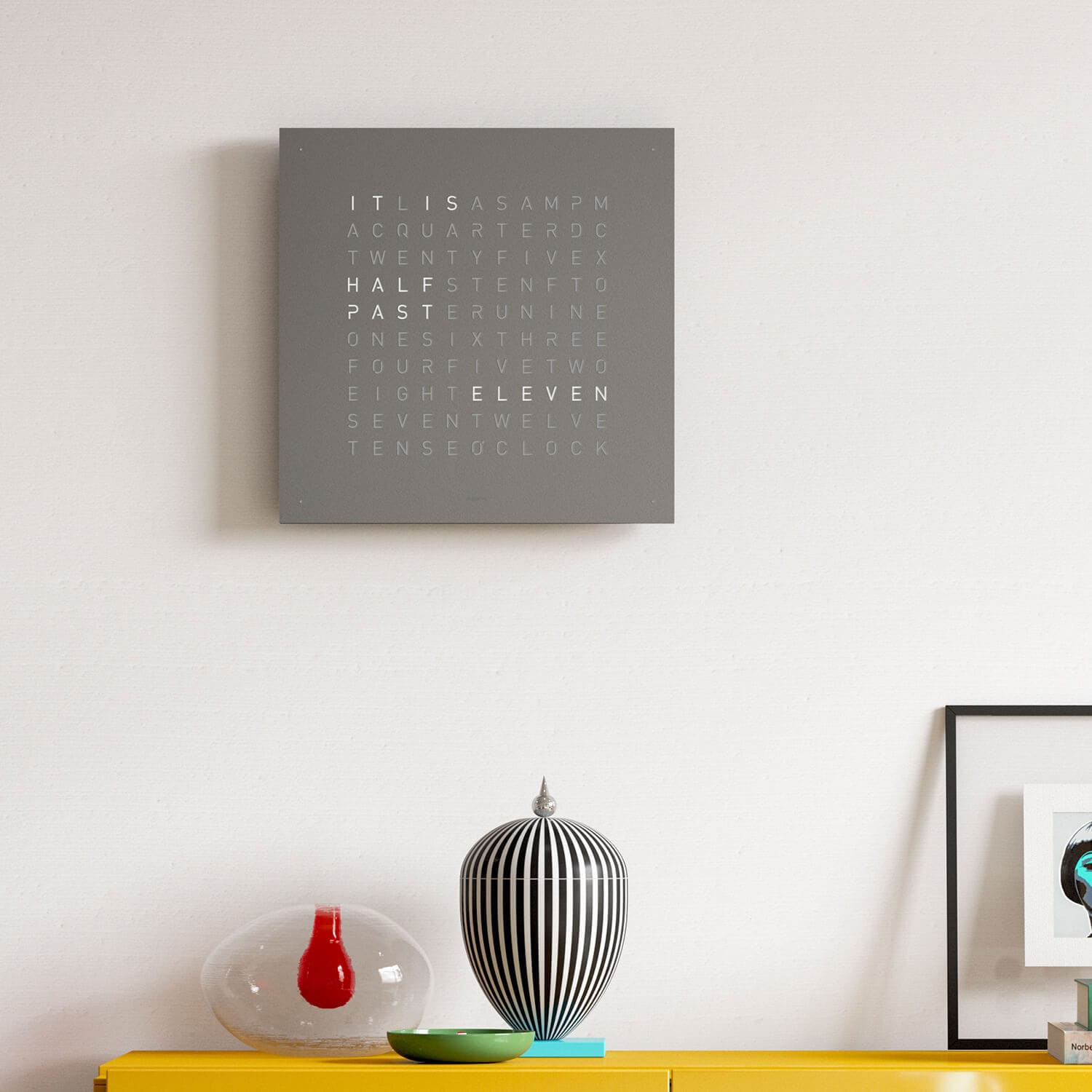 Contemporary clock - PEPPER - qlocktwo - wall-mounted / LCD digital ...