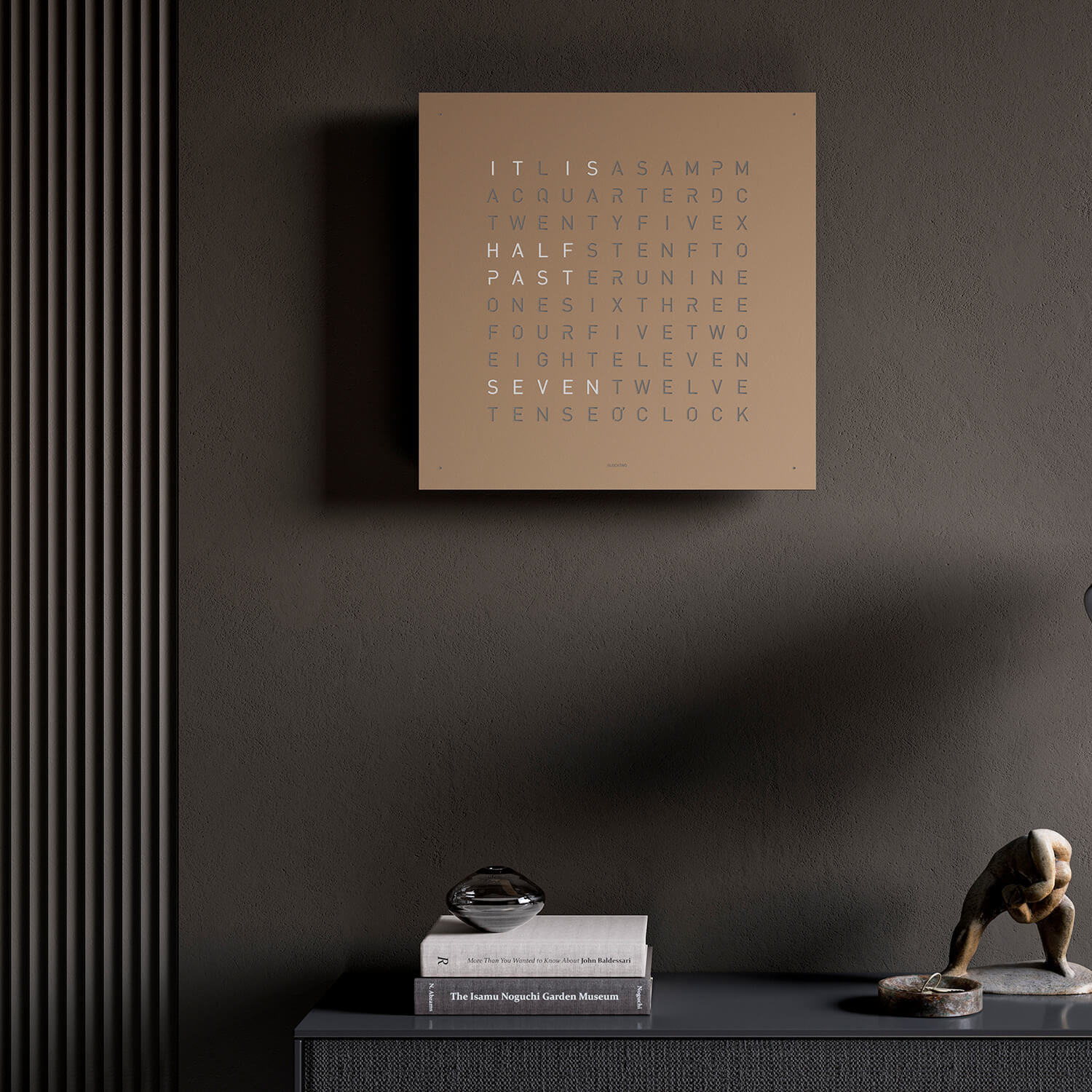Contemporary clock - HAZELNUT - qlocktwo - wall-mounted / LCD digital ...