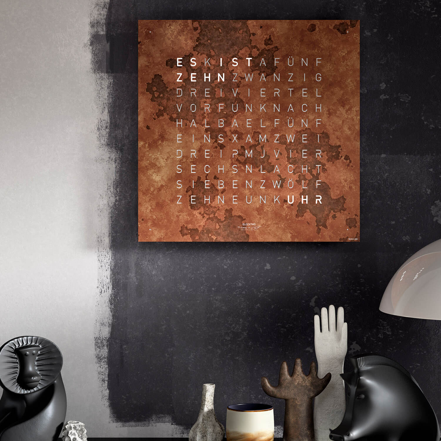 Contemporary clock - RUST - qlocktwo - wall-mounted / LCD digital ...
