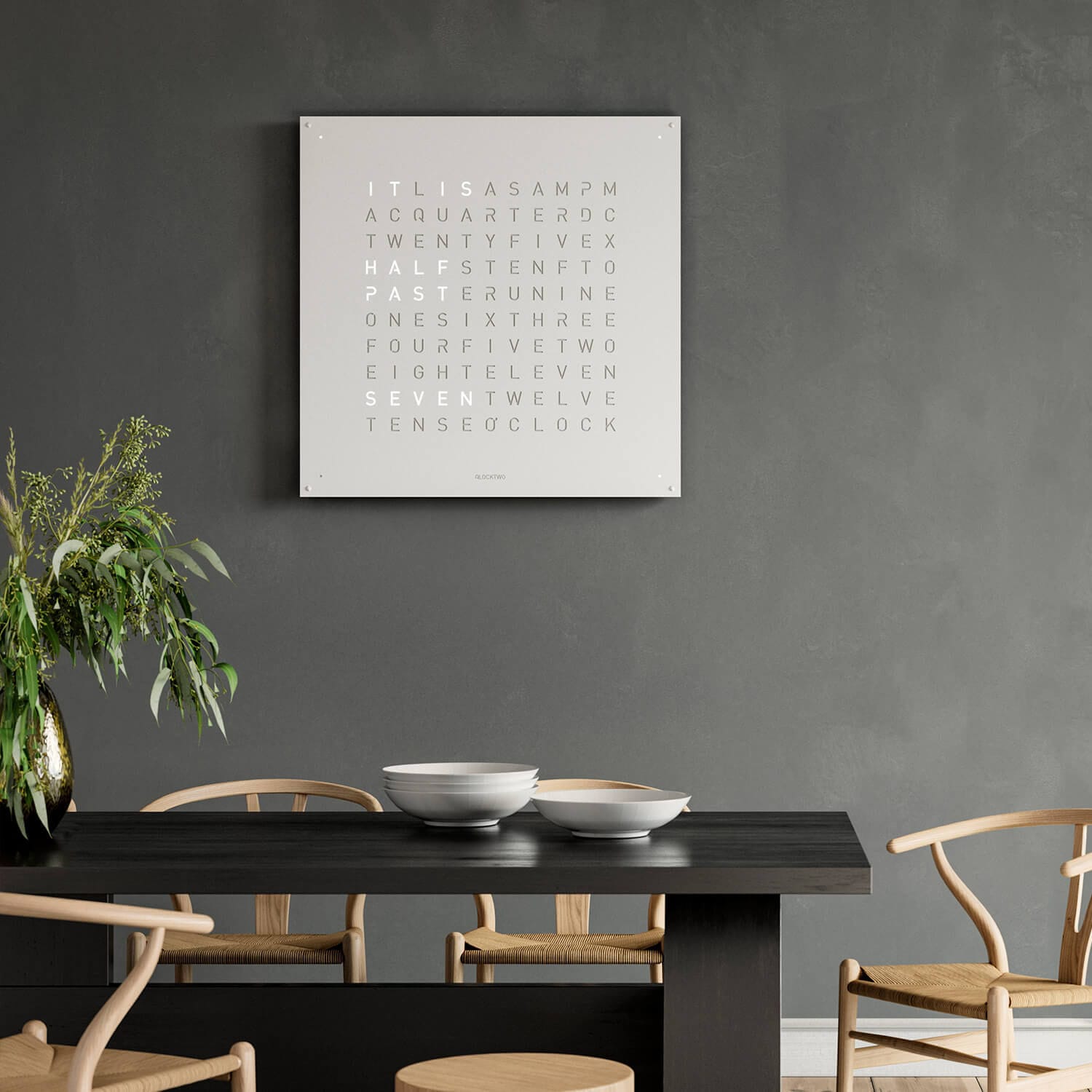 Contemporary clock - PEPPER - qlocktwo - wall-mounted / LCD digital ...