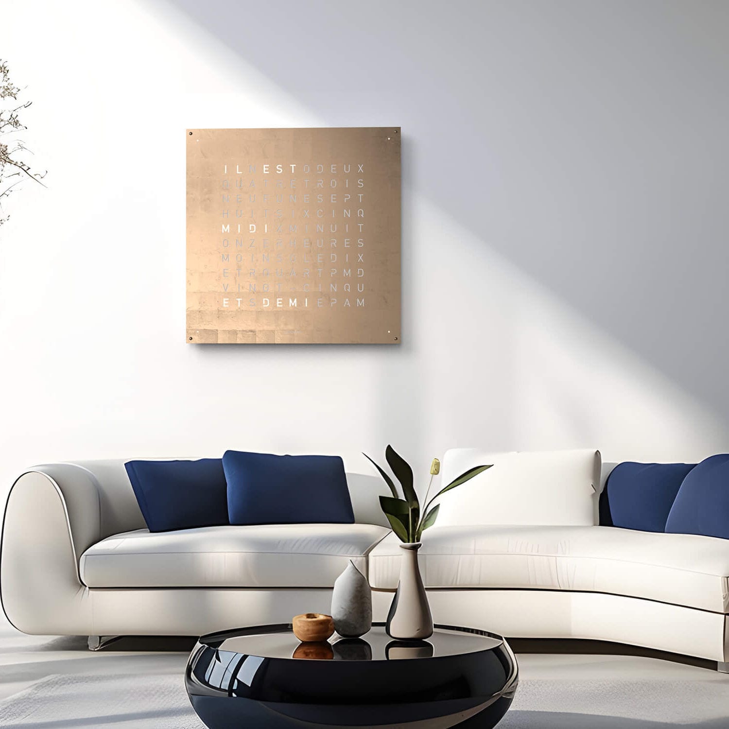 Contemporary clock - MOON GOLD - qlocktwo - wall-mounted / LCD digital ...