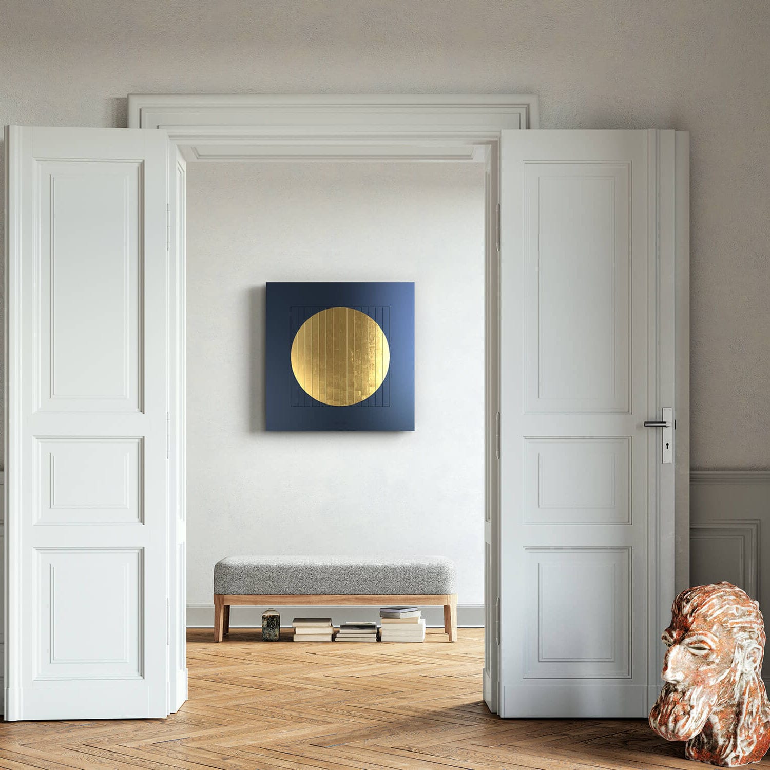 Contemporary clock - MIDNIGHT GOLD - qlocktwo - wall-mounted / moon ...