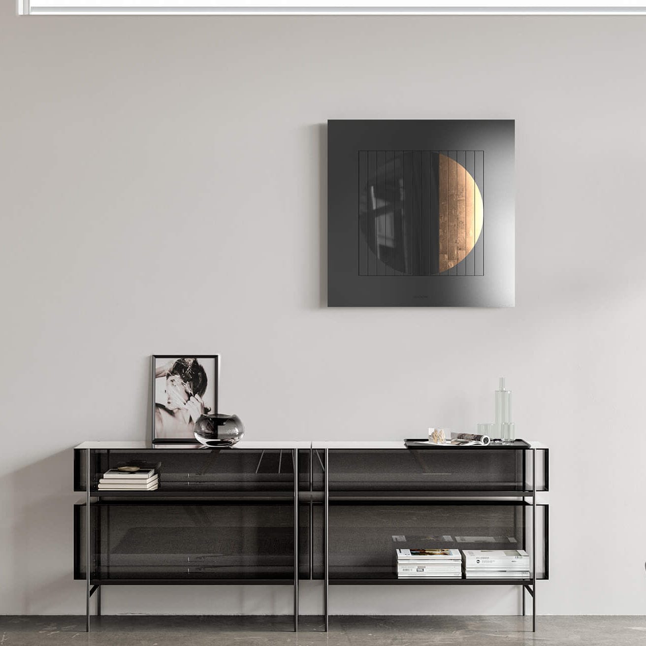 Moon clock - NIGHTFALL MOON GOLD - qlocktwo - contemporary / wall ...