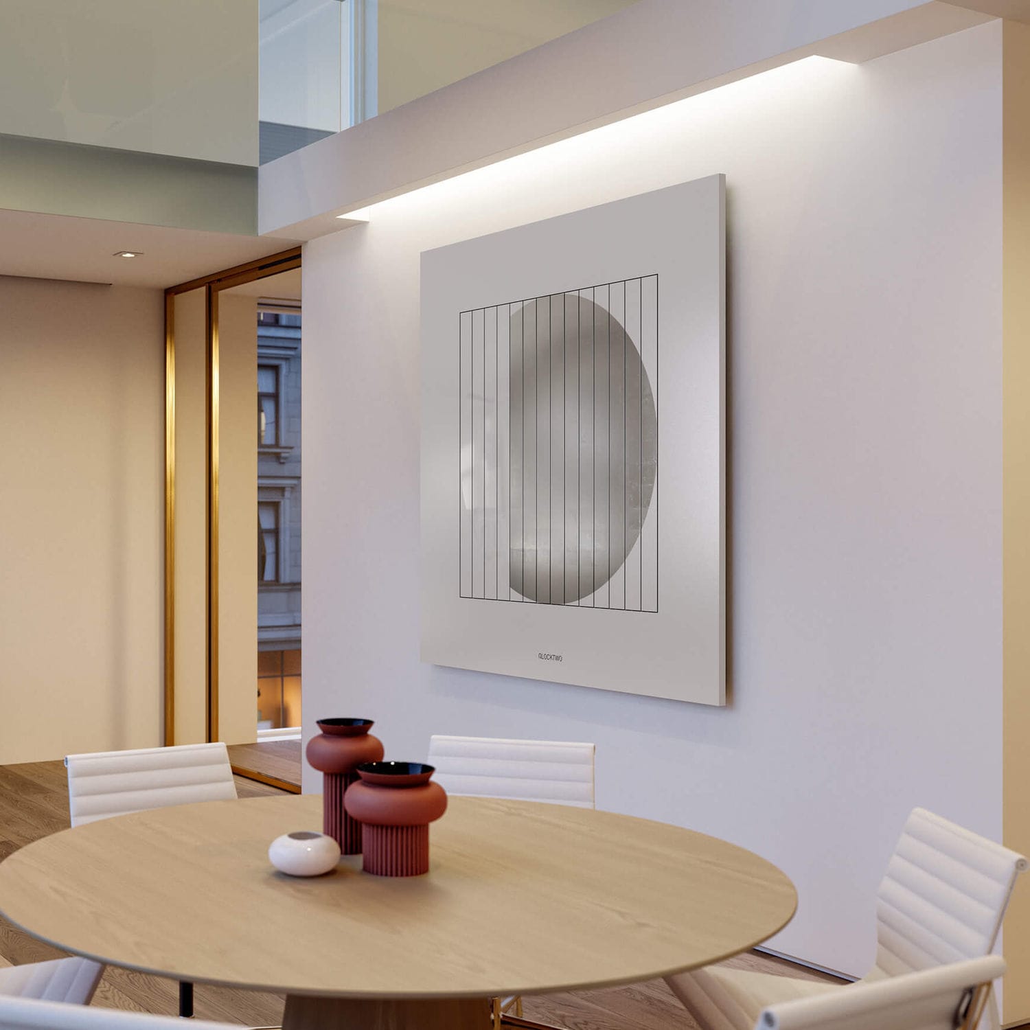 Contemporary clock - DAWN PLATINUM - qlocktwo - wall-mounted / moon ...