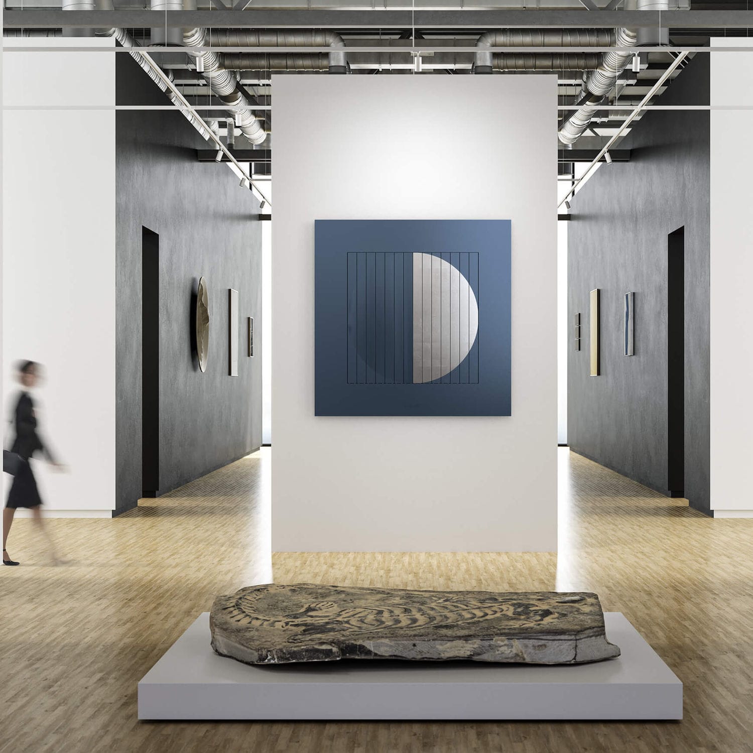 Contemporary clock - MIDNIGHT PLATINUM - qlocktwo - wall-mounted / moon ...