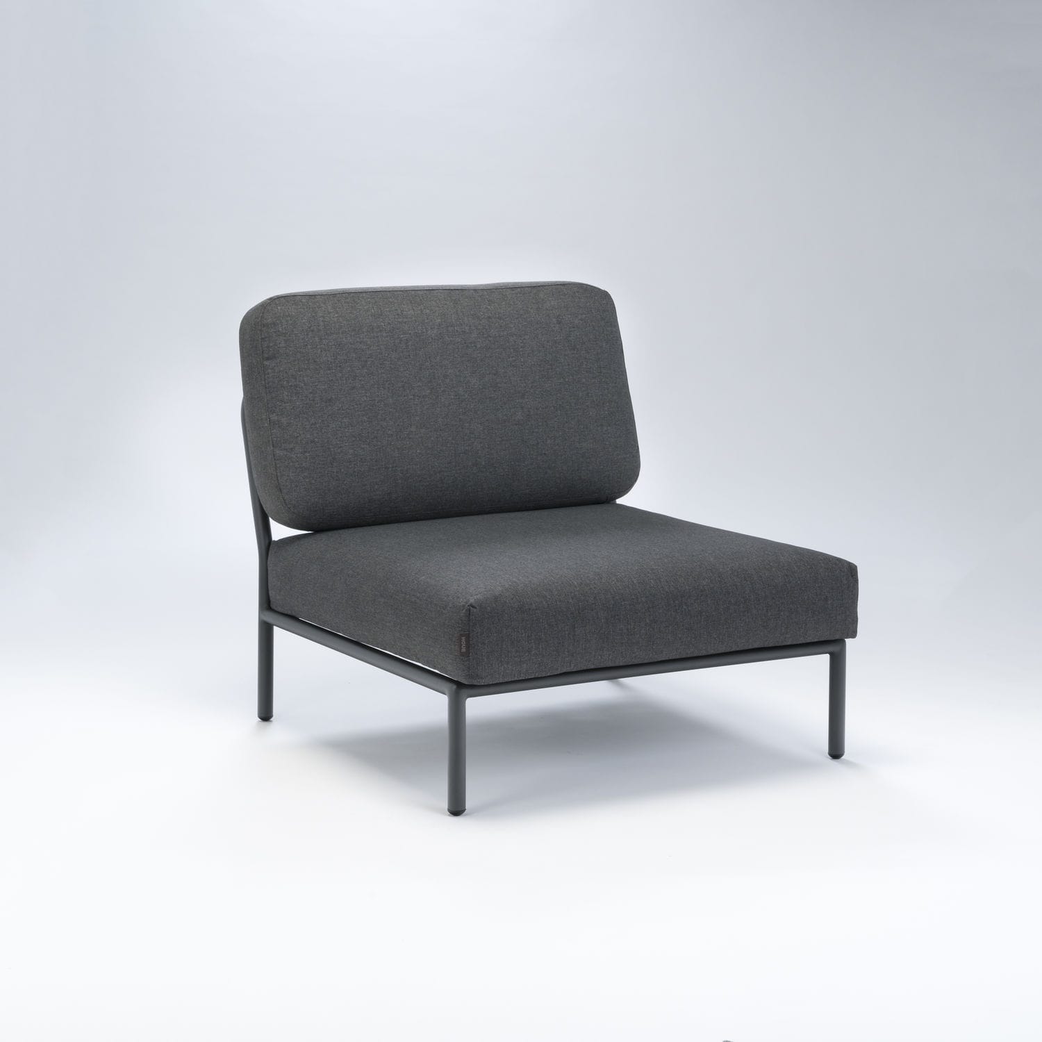 Contemporary fireside chair - LEVEL - Houe - fabric / aluminum / gray