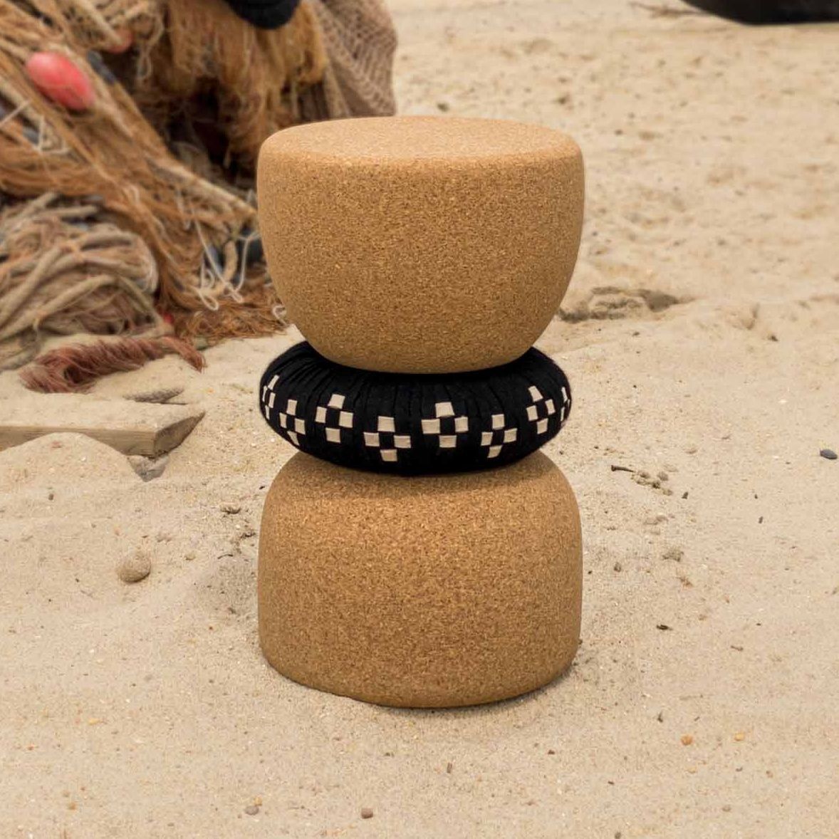 Contemporary side table - VARINA - DAM - cork / felt / cork base