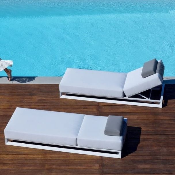 Contemporary sun lounger - NUBES - 10Deka - Textilene® / synthetic leather / aluminum