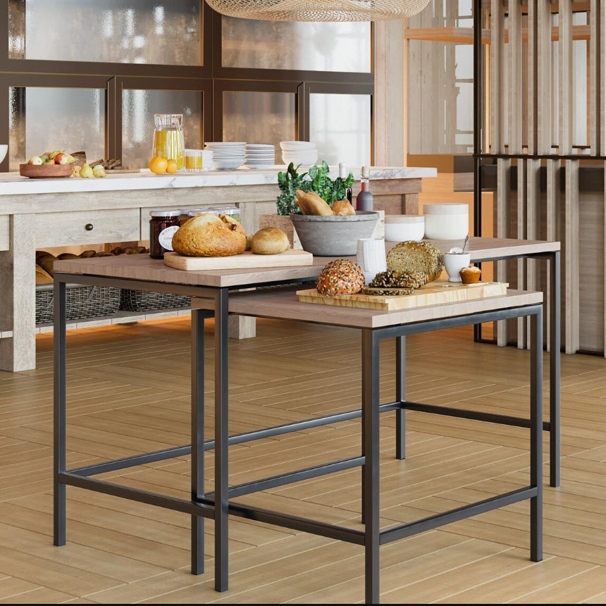 Contemporary table - NESTR - burgessfurniture - wooden / metal base / rectangular