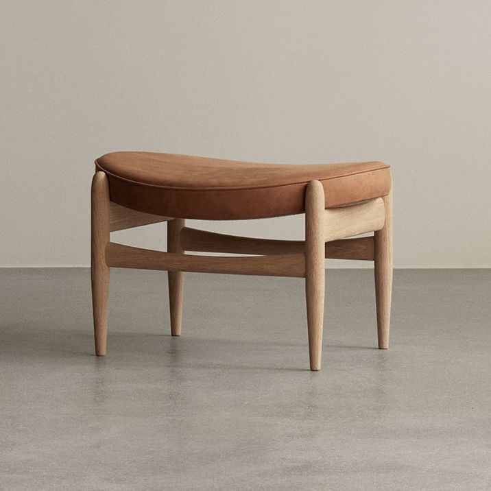 Contemporary ottoman - ELIZABETH - AUDO - fabric / leather / rectangular