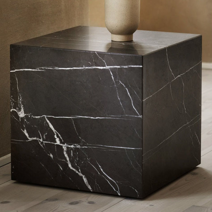 Contemporary side table - PLINTH - AUDO - marble / marble base / cube