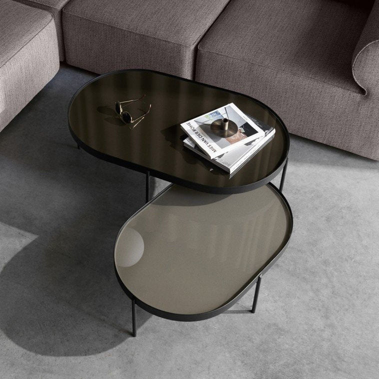 Contemporary nesting tables - NONO - AUDO - tempered glass / aluminum ...