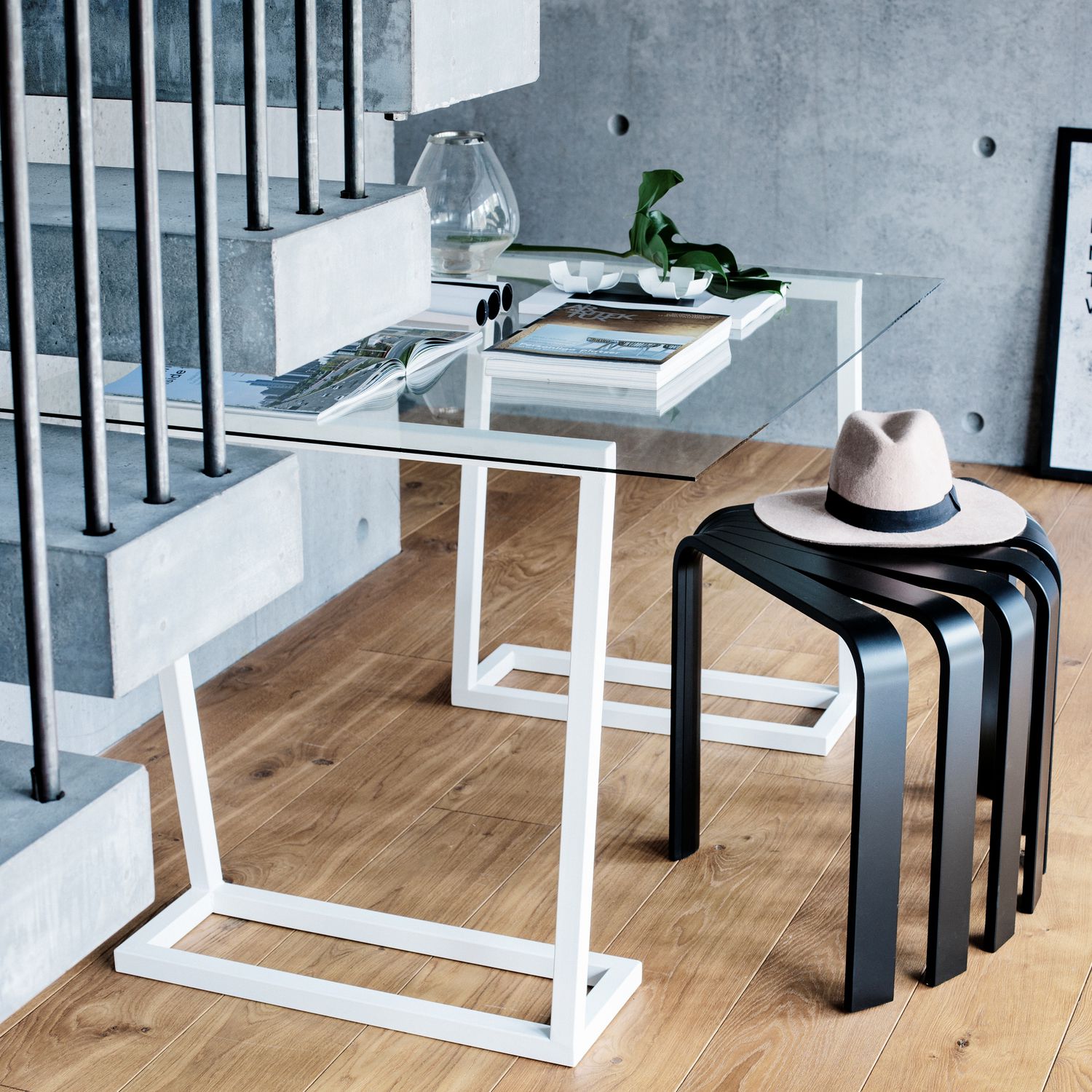 Original design stool - FAN - Bedesign - plywood / birch / black