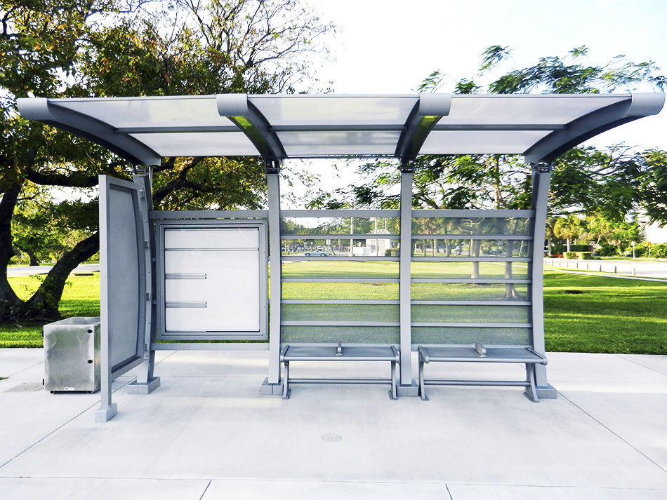 Aluminum bus shelter - CURVED I-BEAM INTERLUDE - Brasco International ...