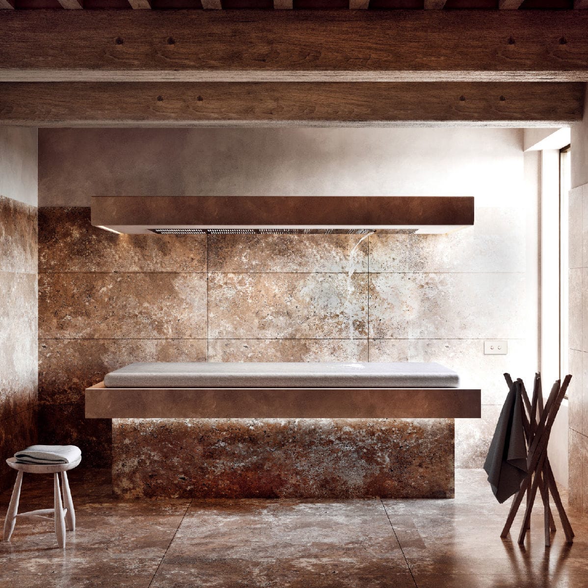 Hydromassage Vichy shower - SKYMASSAGE SLIM - Aquademy - stainless steel / rectangular