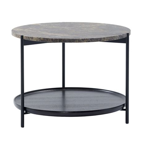 Contemporary side table - PLATEAU - Adea - stone / wooden base / round