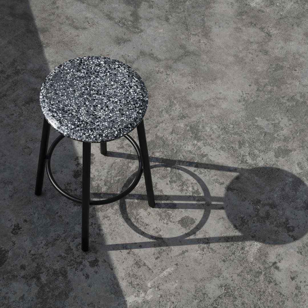 Contemporary bar stool - PING - BENTU DESIGN - concrete / black / white