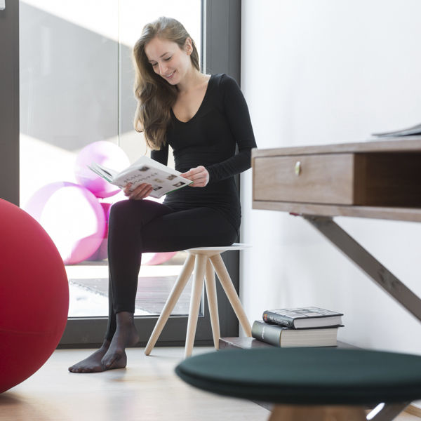 Contemporary stool - FAT FLAT - LINA furniture - wooden / oak / solid wood