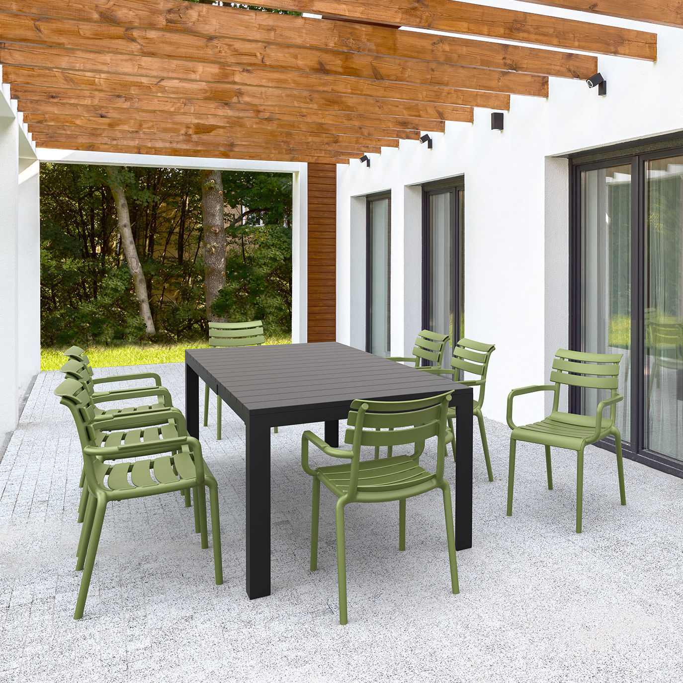 Contemporary table - ATLANTIC 140/210 - Siesta - polypropylene / aluminum base / rectangular