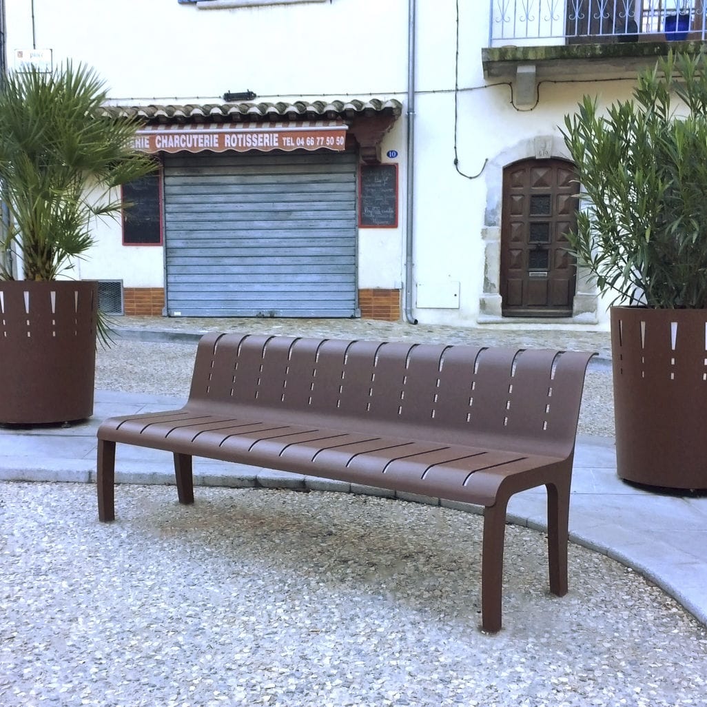 Contemporary public bench - HARA - URBAN-NT - sheet steel / with backrest