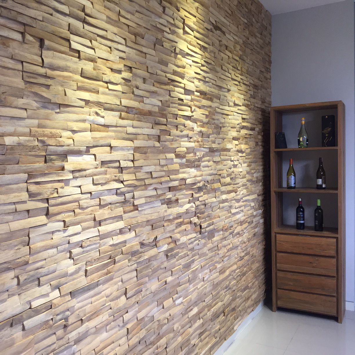 Wall-mounted paneling - TAMBORA - TEAK STORY - solid wood / teak / textured