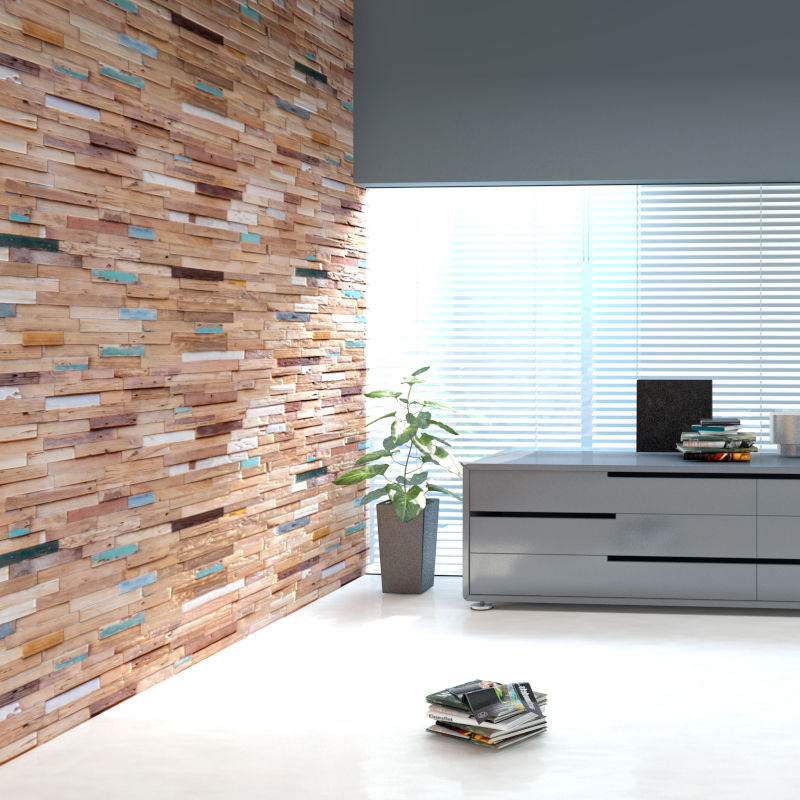 Teak wall cladding - DIENG - TEAK STORY - interior / 3D / painted