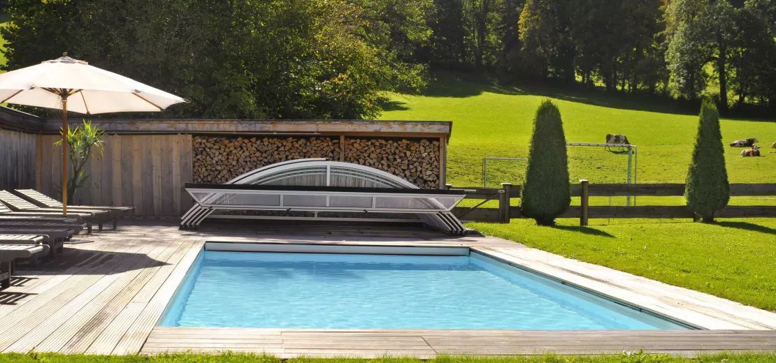 Mid-high swimming pool enclosure - Capena - telescopic / manual / for ...