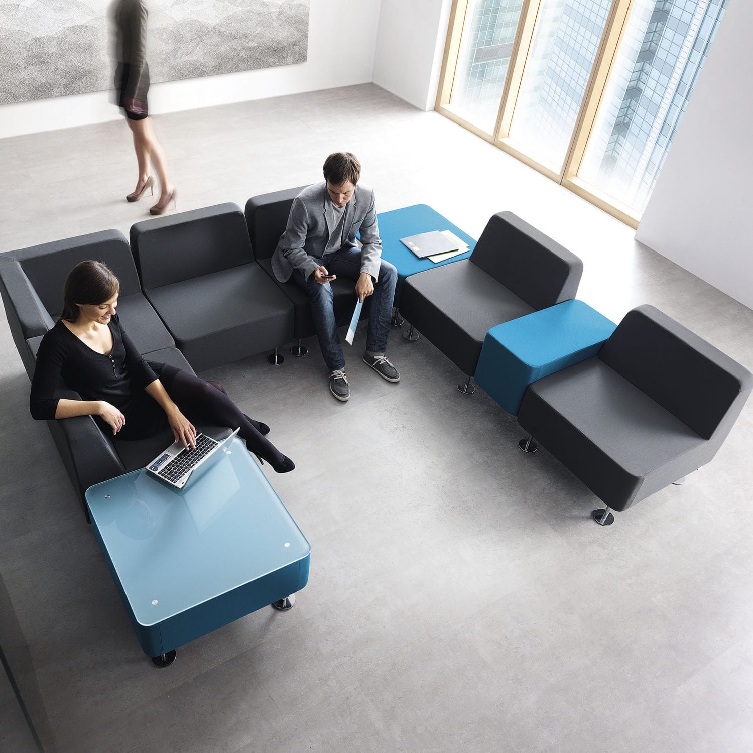 Modular upholstered bench - WALL IN - Profim - contemporary / fabric ...