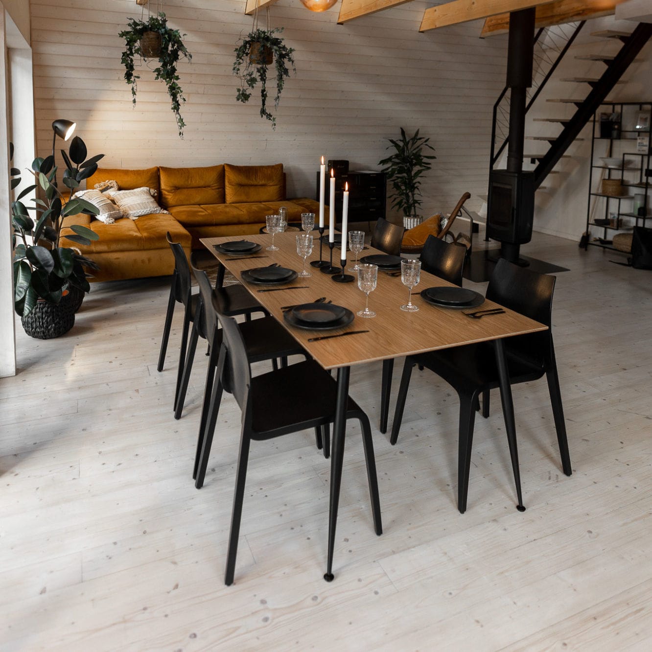 Design dining table - NORTH - Plycollection - oak / walnut / plywood