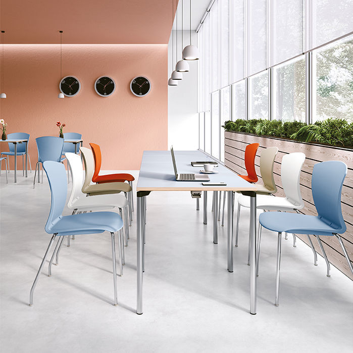 Contemporary table - L4 - Sesta - wooden / metal base / rectangular