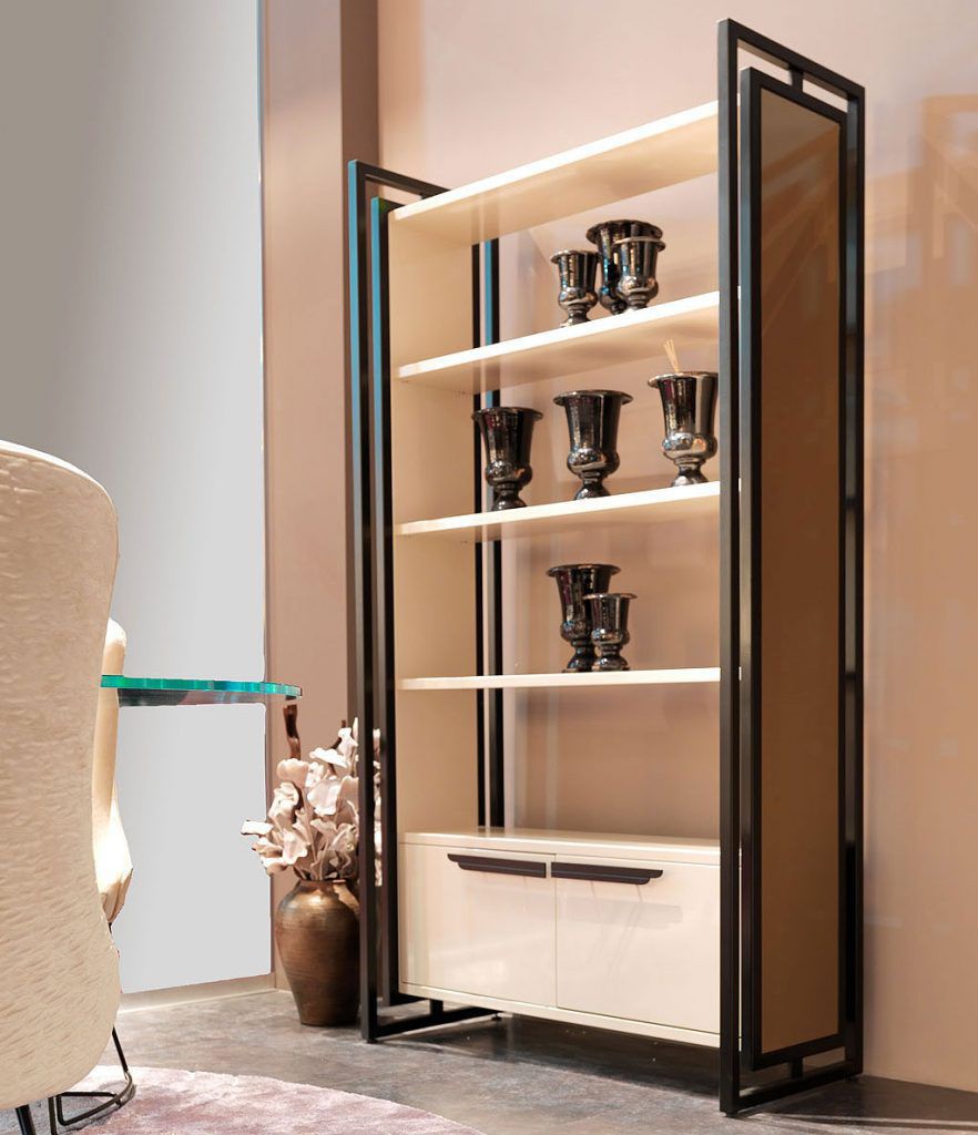 Art Deco shelf - JAZZ - Corte Zari - wood veneer / iron