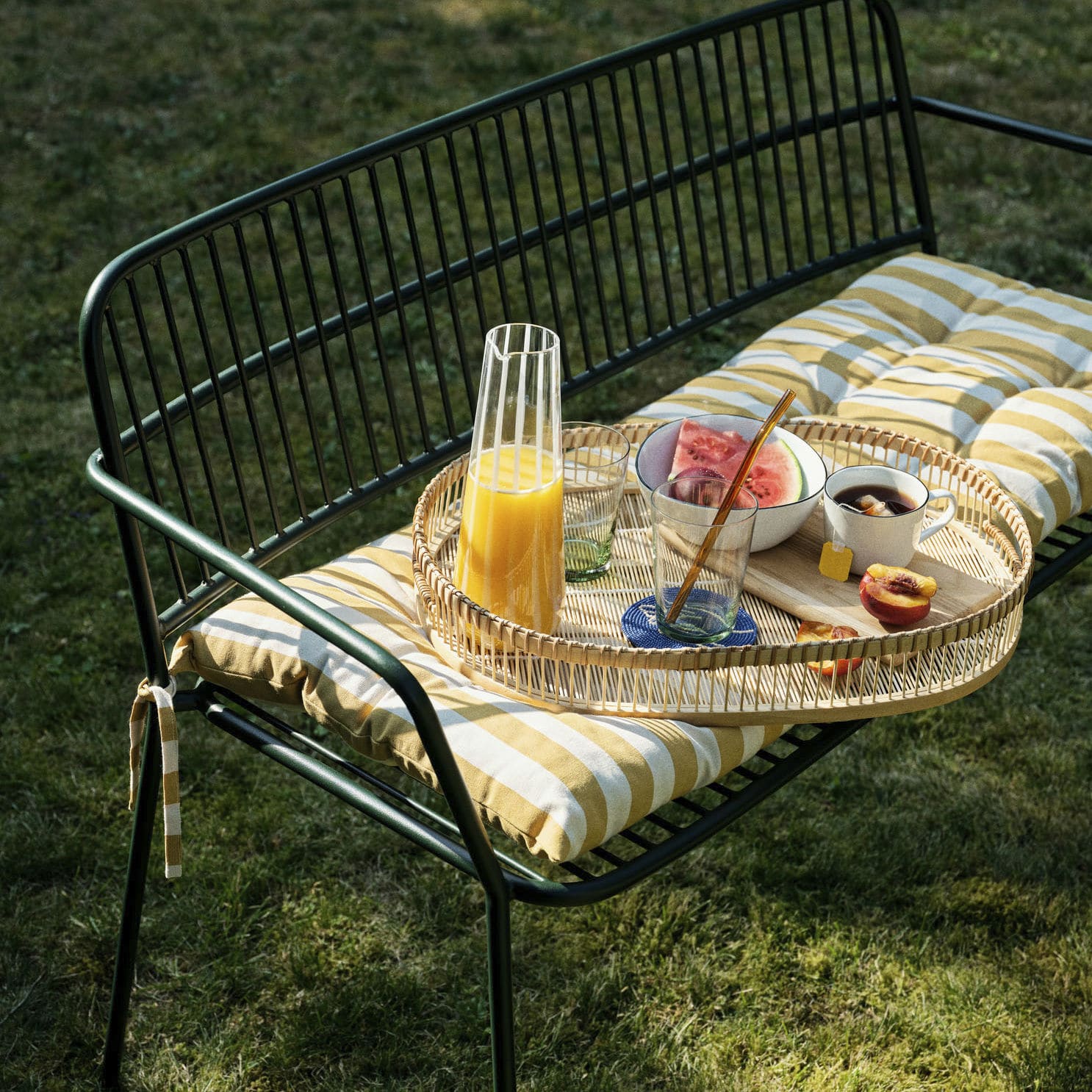 Classic bench - EDEN - broste - powder-coated steel / with backrest ...