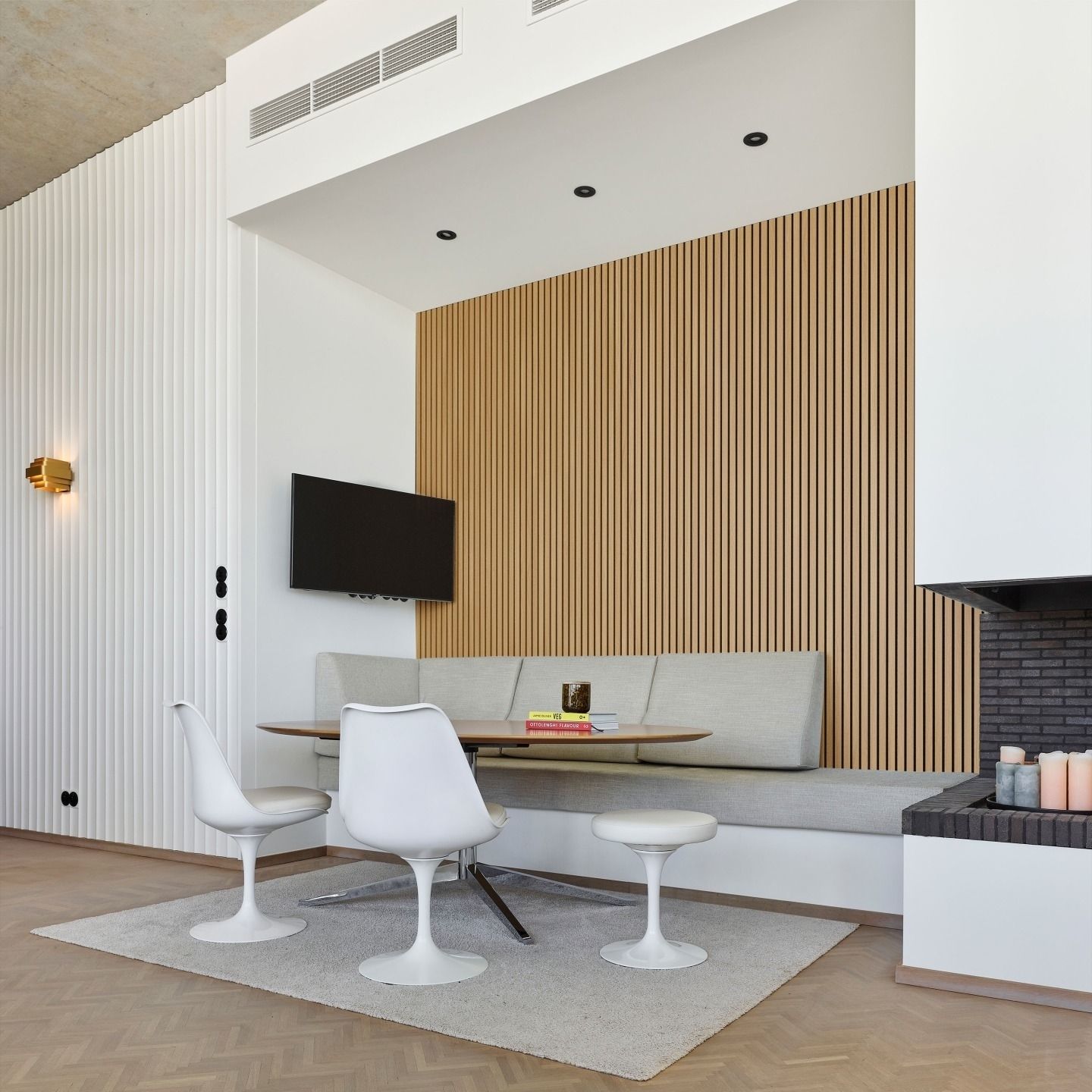 Acoustic wall panel - A15956 - lalegno - oak / rectangular / slatted