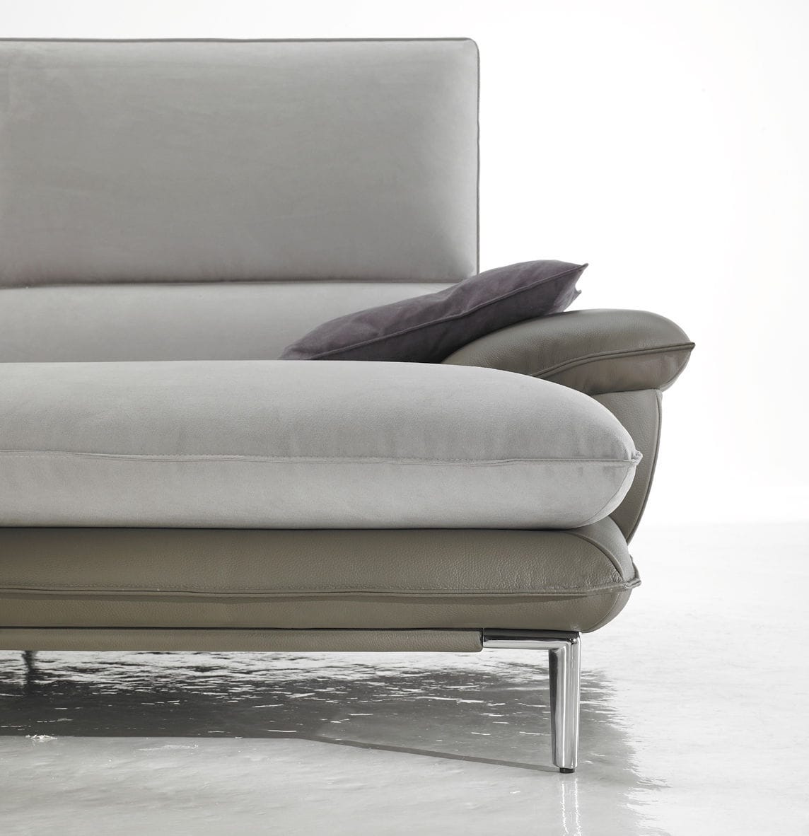 Contemporary sofa - ATTITUDE - Very Sofa - fabric / leather / gray