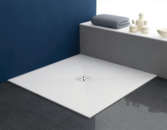 Square shower base - KERROCK - floor level / composite / extra-flat