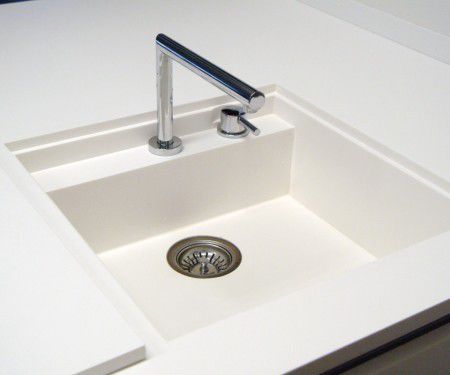 Built-in washbasin - KERROCK - composite / with counter / with mixer tap