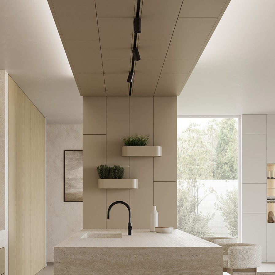 Painted aluminum suspended ceiling - LOOKUP - Ronda Design - panel ...