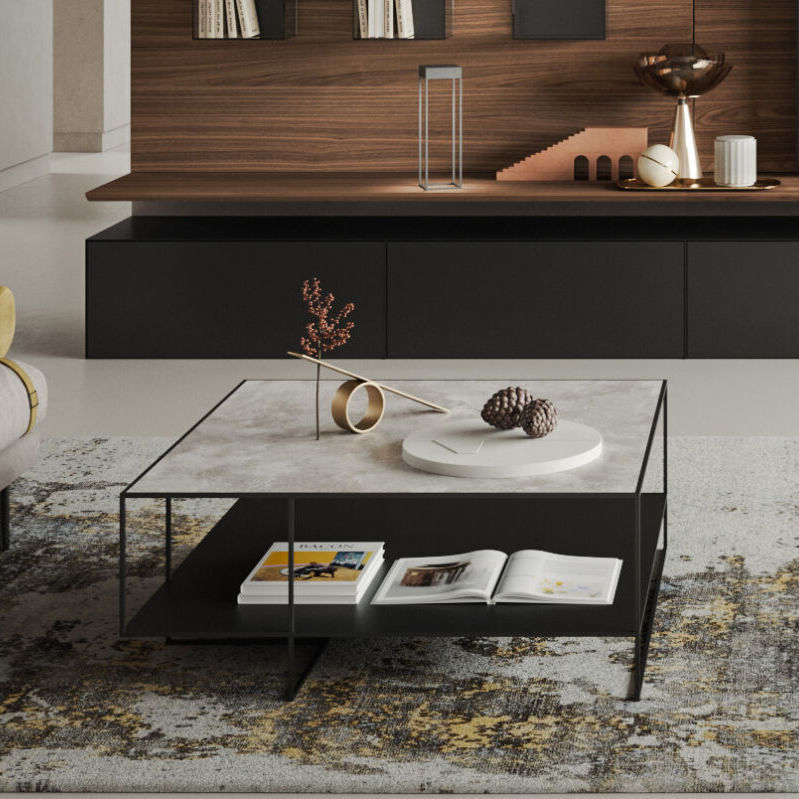 Contemporary coffee table - AXIS - Ronda Design - glass / wooden / metal