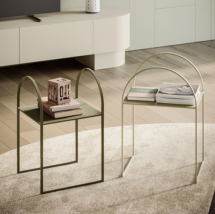 Minimalist design side table - DUNA - Ronda Design - metal / metal base ...