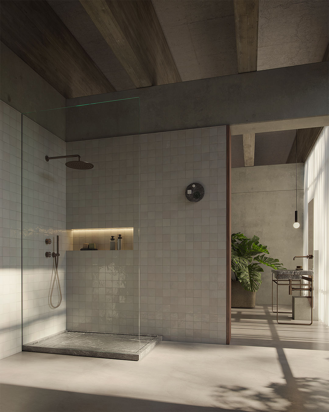 Gray shower base - OLUDENIZ DOURO - MAAMI HOME - rectangular / raised ...