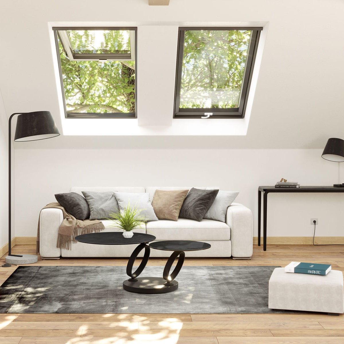 Contemporary coffee table - EOLIA - AKANTE - tempered glass / ceramic / lacquered metal steel base