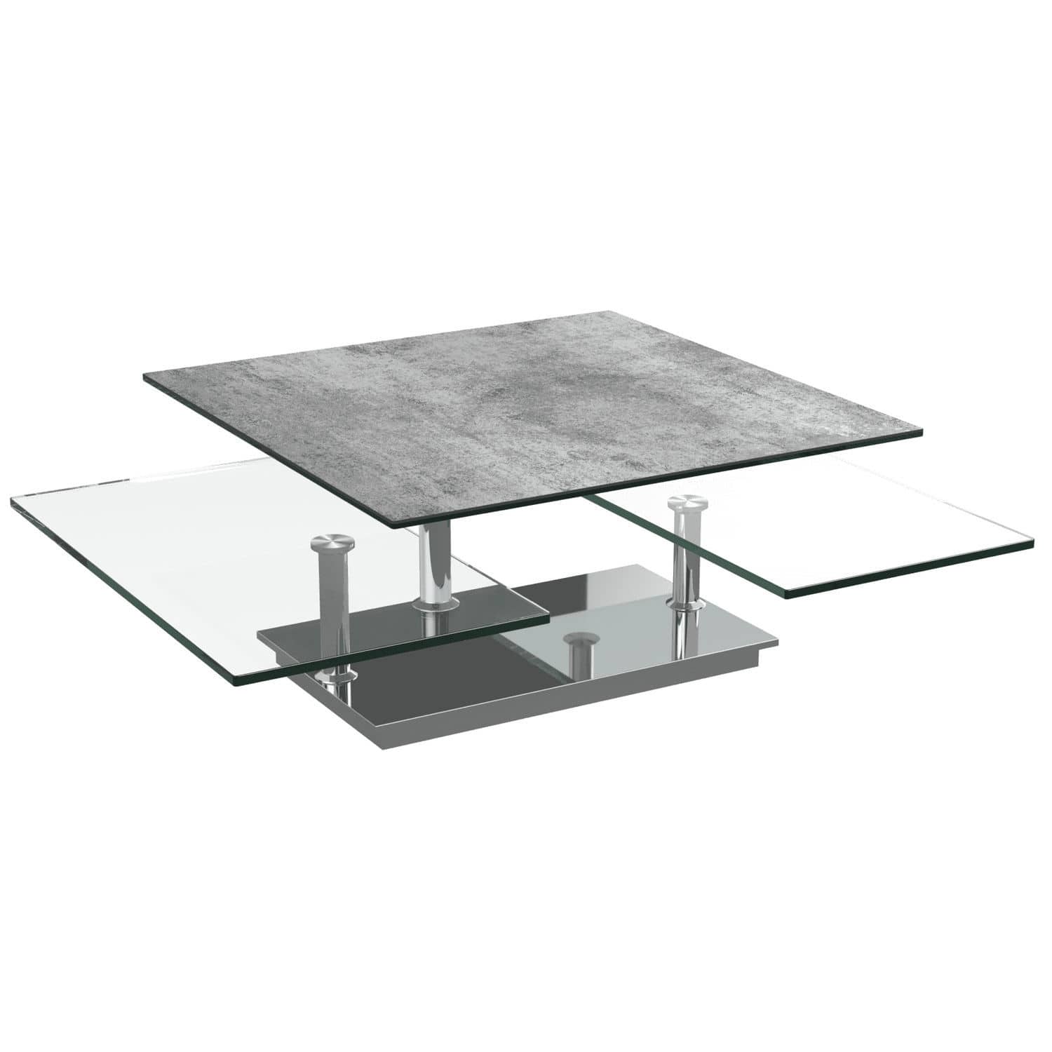 Contemporary coffee table - SQUARE - AKANTE - glass / ceramic / chrome ...