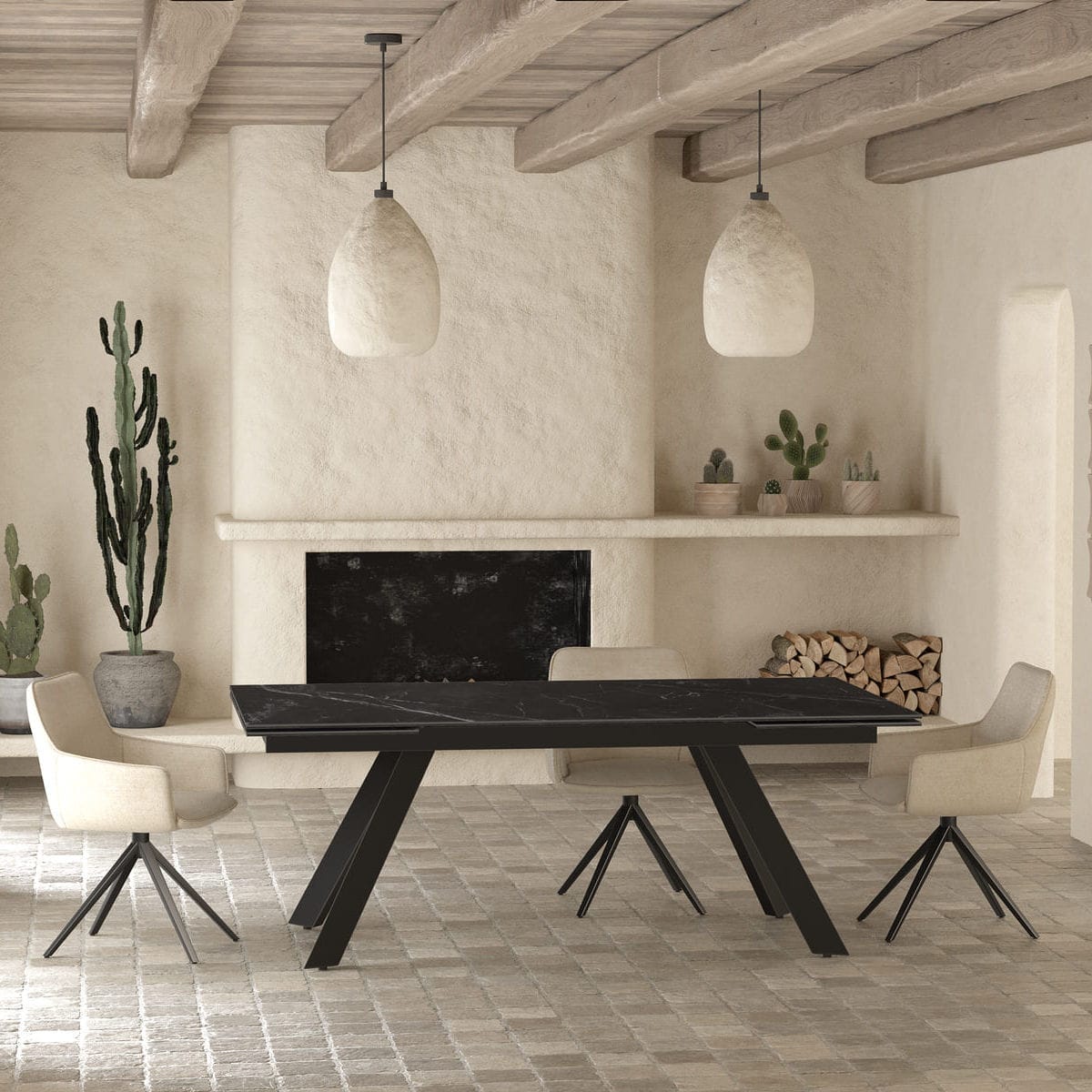 Contemporary dining table - ONTARIO - AKANTE - marble / lacquered metal ...