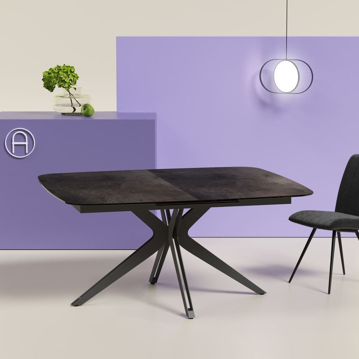 Contemporary dining table - LIMA - AKANTE - ceramic / lacquered metal ...